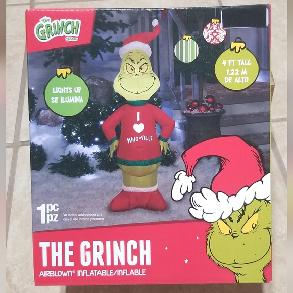 Gemmy | Holiday | Gemmy The Grinch I Love Whoville 4 Ft Christmas Light ...